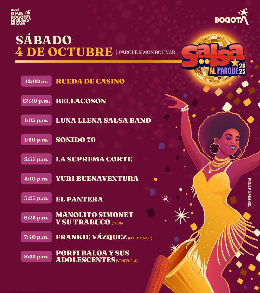 Programación oficial de Salsa al Parque 25: 4 y 5 de octubre en el Parque Simón Bolívar - Radio ...